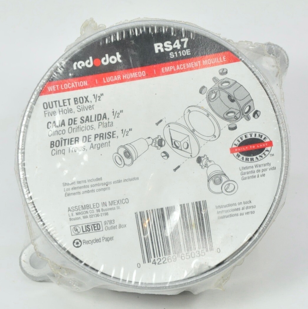 RED DOT OUTLET BOX RS47 S110E ROUND WET LOCATION 5 HOLE SILVER 1/2” | eBay