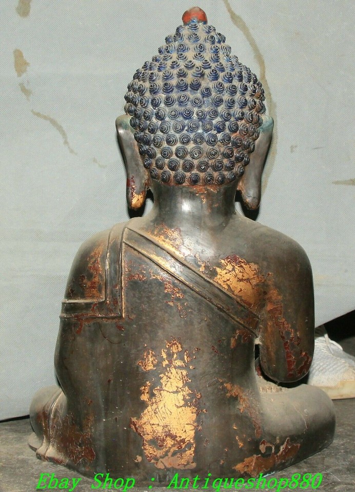 18 "Old 17th Tibet Purple Bronze Sakyamuni Shakyamuni Amitabha Buddha ...