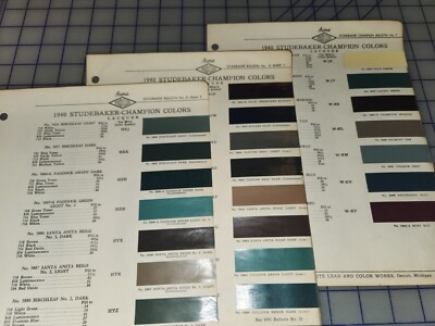 1940 Studebaker Color Chips Sheet | eBay