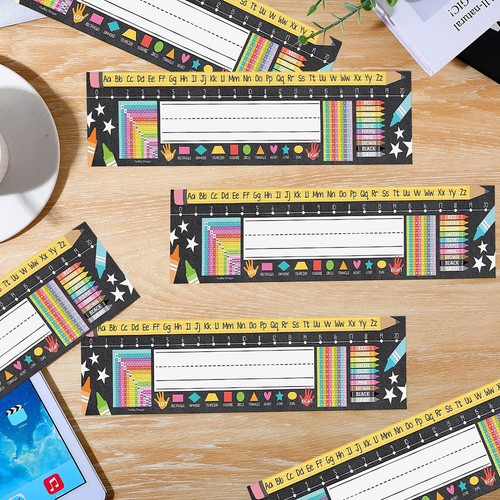 Desk Tags for Kids School Desk Plates 60pcs Pencil Design Desk Stickers ...