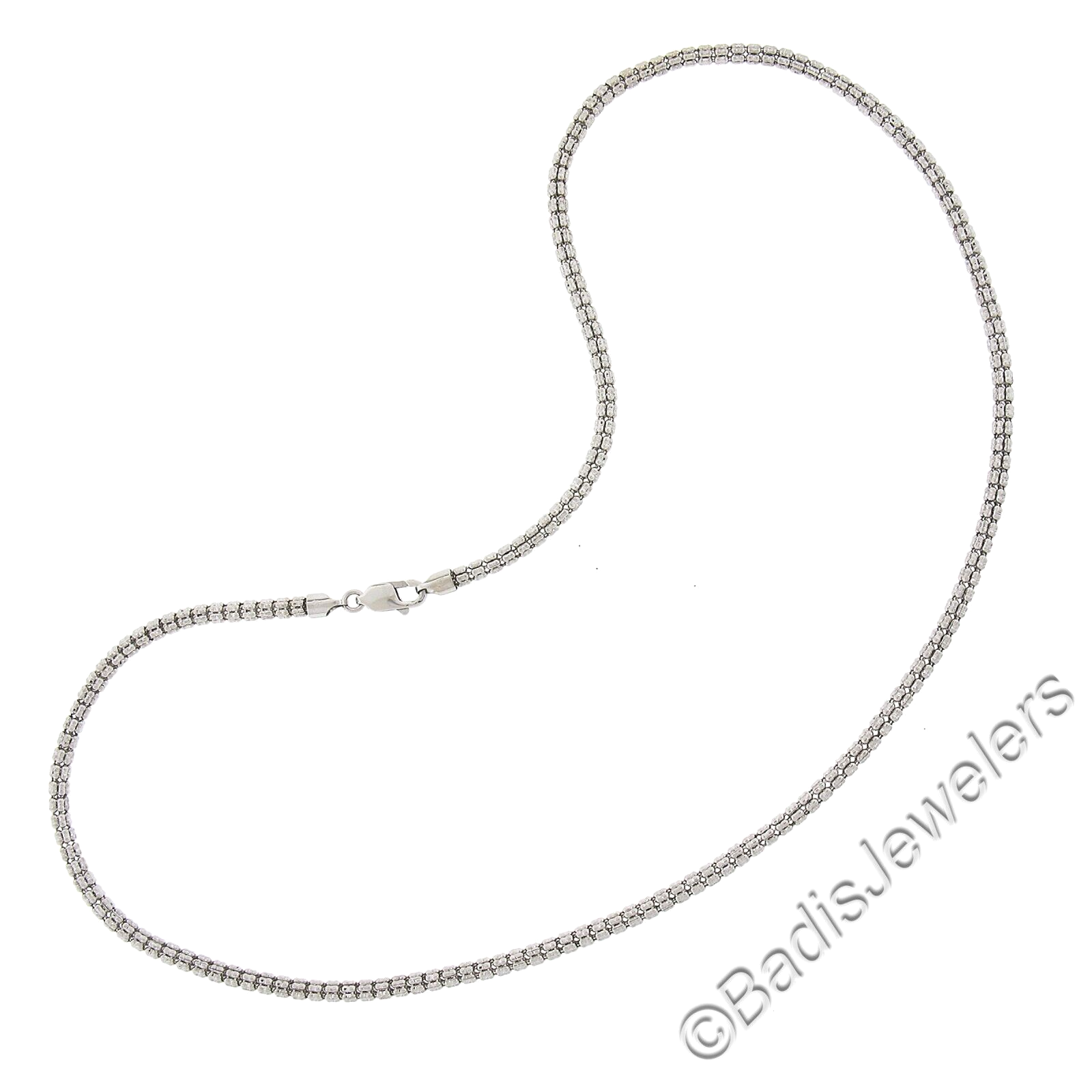 Unique Elegant 14K White Gold 22" Diamond Cut Brilliant Tube Popcorn ...