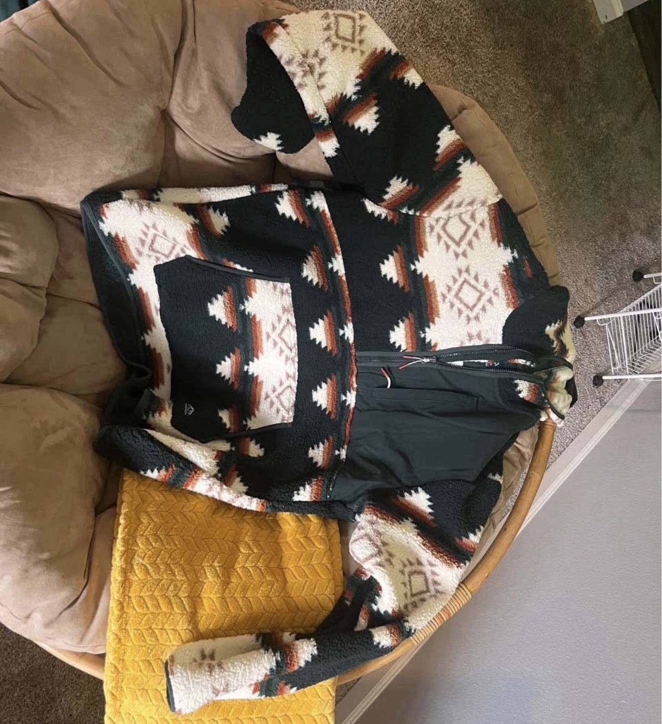 Levi's Men's Brown Aztec Geometric Sherpa Fleece Hoodie Pullover XXL | eBay