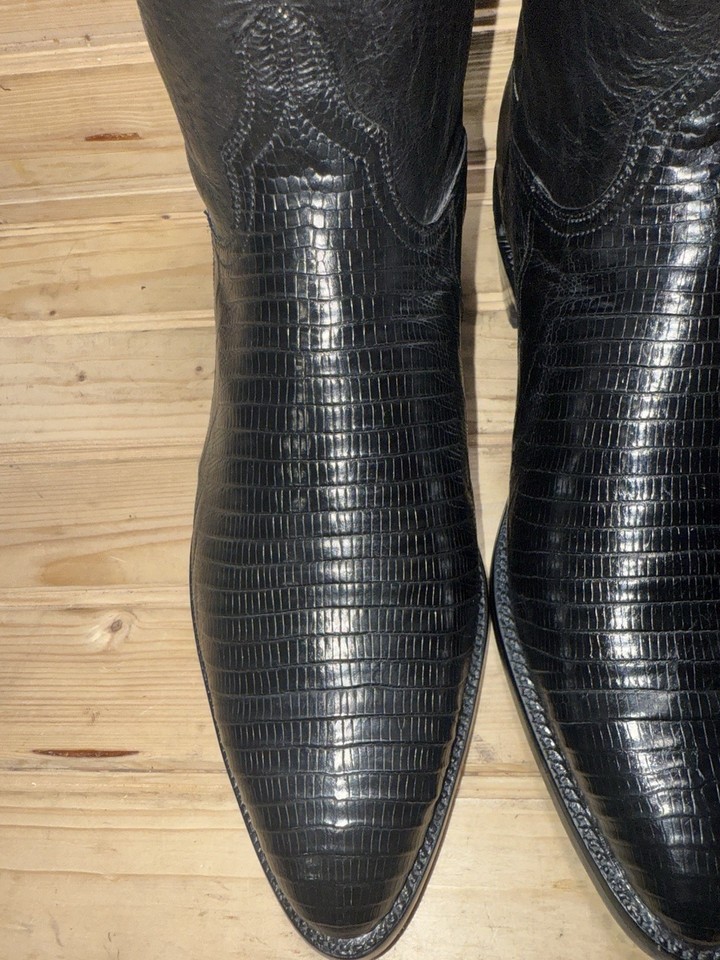 Men’s Lucchese Classics Roper Exotic Cowboy Boots Black Lizard 11EE | eBay