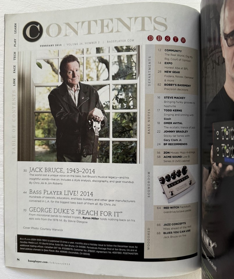 Bass Player - Feb 2015 - Jack Bruce - Steve Mackey - Slash - George ...