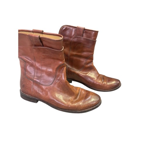 Frye Leather Paige Short Western Riding Ankle Boots Womens 9.5 Cowgirl ...