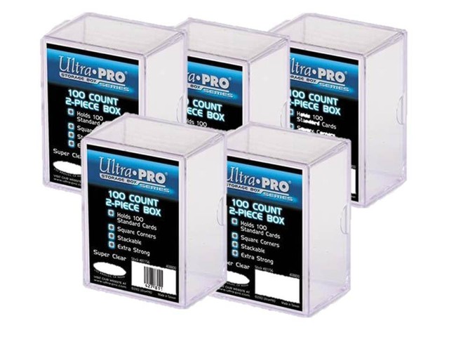 ULTRA PRO **(5x) 2-Piece Box** Holds 100 Cards Each PLASTIC STORAGE BOX ...