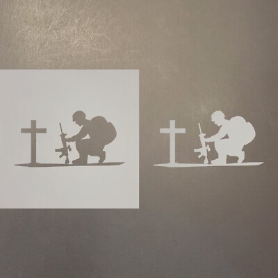 Soldier at Cross Plastic Mylar Stencil Airbrush Painting Art Supplies ...