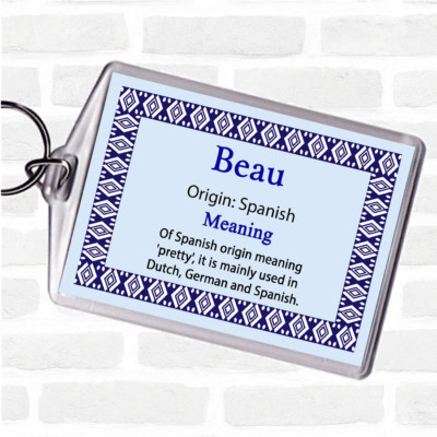 Beau Name Meaning Bag Tag Keychain Keyring Blue | eBay UK