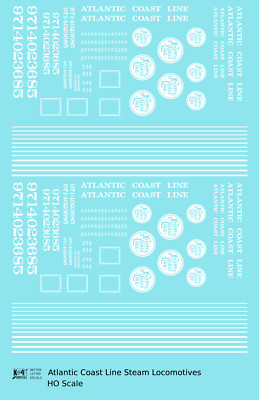 K4 HO Scale Decals Atlantic Coast Line ACL Steam Locomotive White | eBay