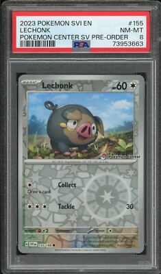 PSA 8 NM-MINT Lechonk 155/198 Pokemon Center SV Pre-Order Pokemon Card ...