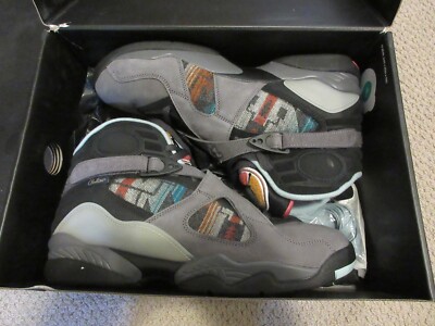 New Nike Air Jordan 8 Retro N7 Pendleton Size 10.5 Thunder Grey Black ...