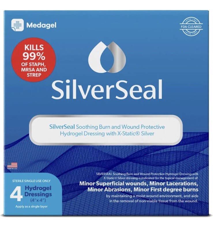 Silverseal Burn and Wound Dressing | Hydrogel Pads with X-Static Silver ...