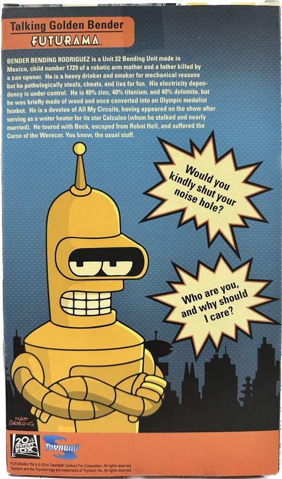 Futurama Talking Golden Bender NYCC Exclusive Signed 10/17-10/19 ...