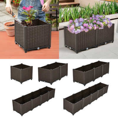 Long Trough 30-120cm Plant Pot Plastic Planter Garden Balcony Roadside ...
