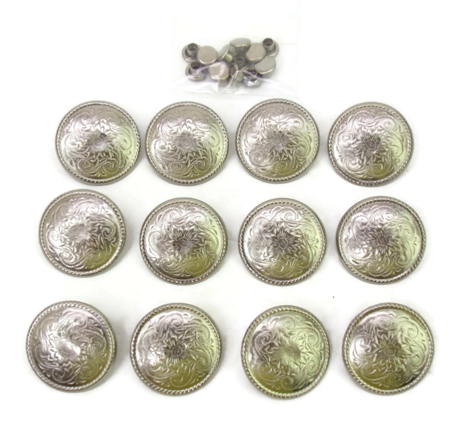 24-pcs 1" Conchos w/ Rivet Backs Rope Edge Paisley Wave Leather ...