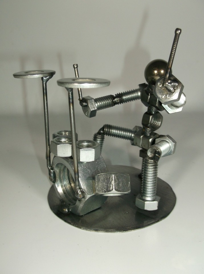 Metal Drummer Figurine, Drummer, Musicians, Metal Bolt Figurine ...