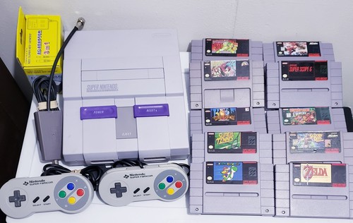Super Nintendo Console Bundle With 10 Games Mario Zelda Donkey Kong ...