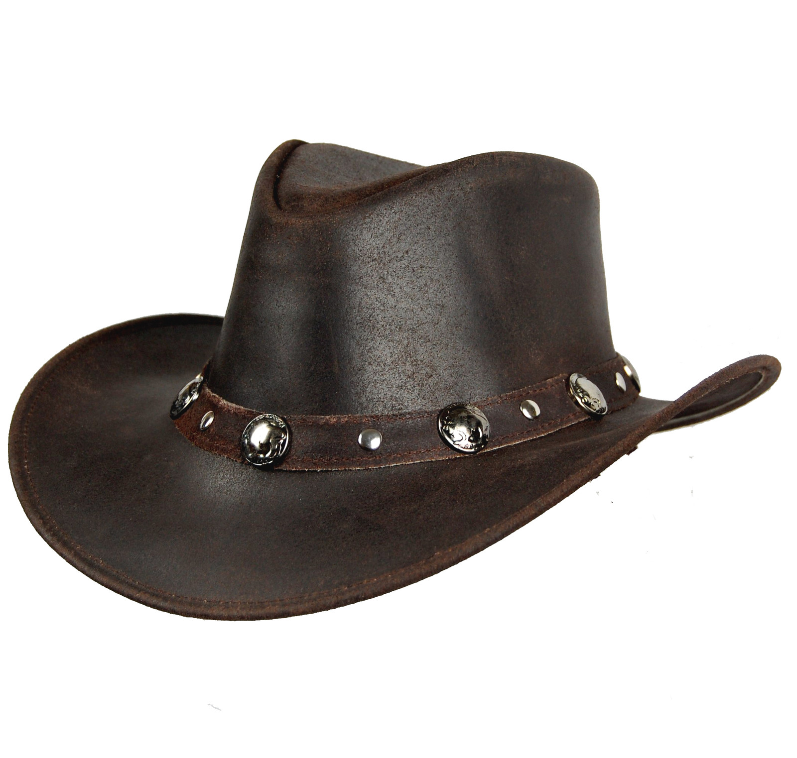 Australian Western Leather Cowboy Style Hat Brown With Conchos Leather ...