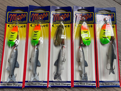 5 NEW Mepps Mino Minnow Spinner 3" 1/2oz Gold Shad Firetiger ...