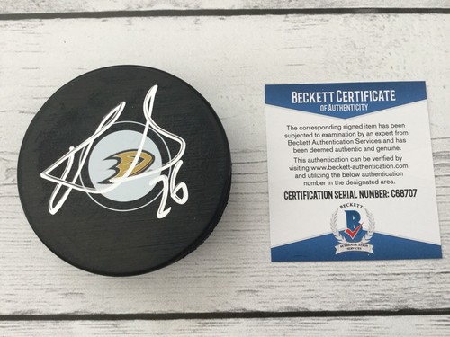 Brandon Montour Signed Autographed Anaheim Ducks Hockey Puck Beckett ...