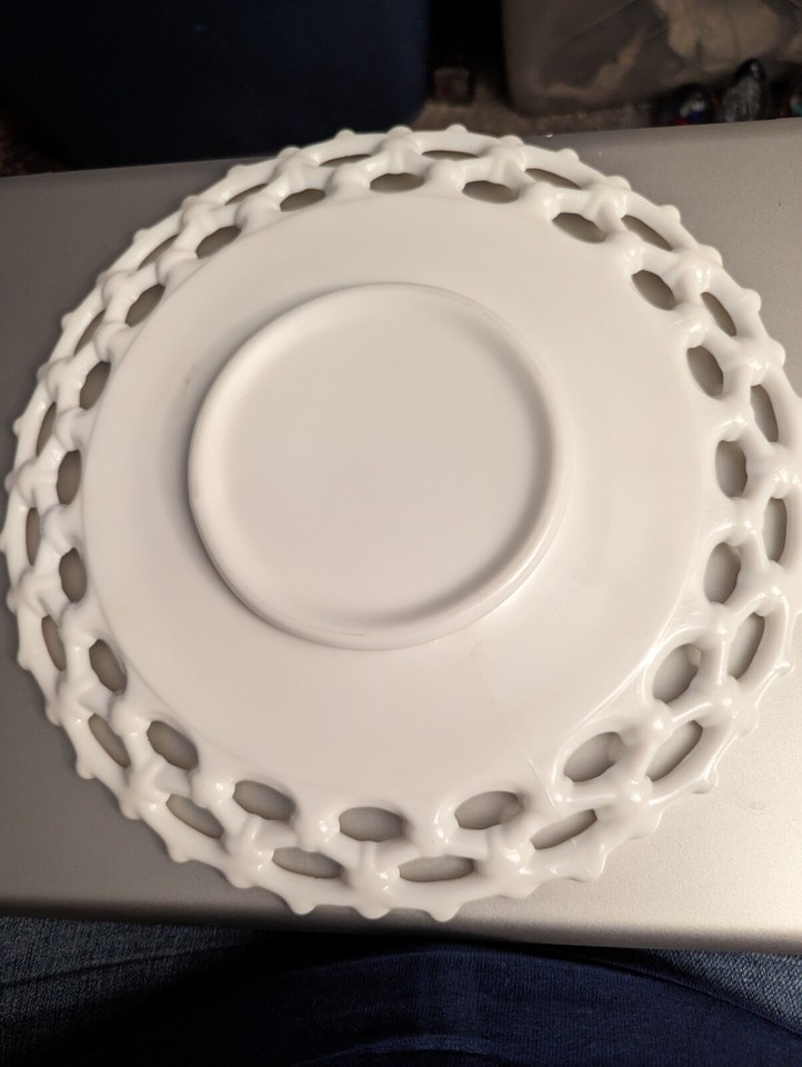 Vintage Westmoreland Milk Glass Doris Lace Pattern Cake Plate/ Platter ...