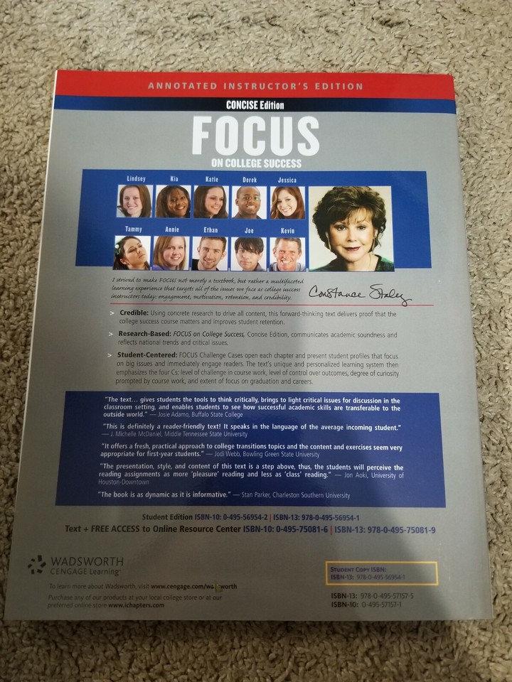 FOCUS on College Success Concise Edition Annotated Instructor's Edition ...