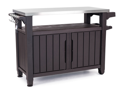 Keter Unity XL Outdoor Kitchen Bar Rolling Cart w/Storage Cabinet (NEW ...