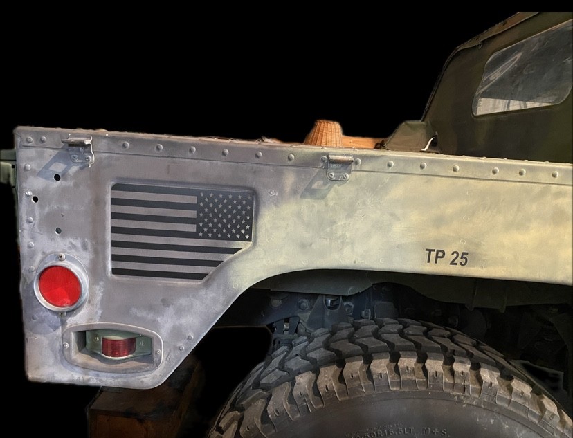HMMWV HUMVEE EXTERIOR DECAL FLAGS OVER REAR TIRES MATTE BLACK GRAPHICS ...