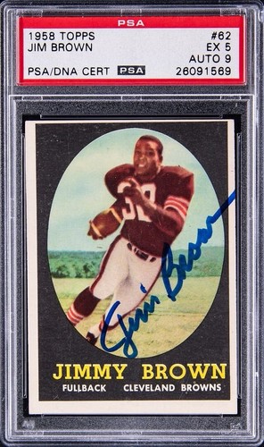 Jim Brown 1958 Topps #62 Rookie Autograph PSA 5 Auto 9 🐐📈💥 | eBay