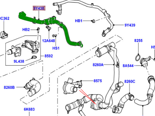 Genuine Land Rover EGR Inlet Tube Hose Lr4 Sport Range Rover Discovery ...