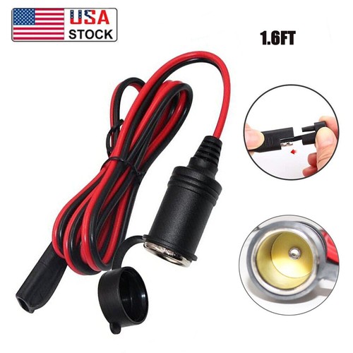 0.5M/1.6FT 16AWG Cigarette Lighter Extension Cord Cable 12-24V Power ...
