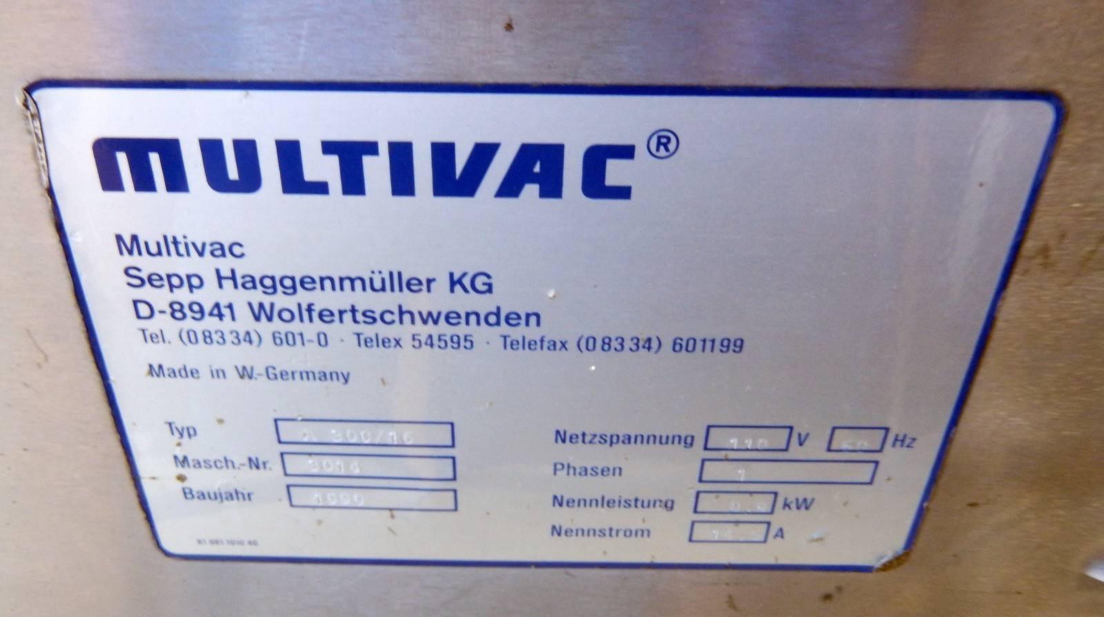MULTIVAC A300/16 GAS PACKAGING MACHINE**115V ** HARD TO FIND** | eBay