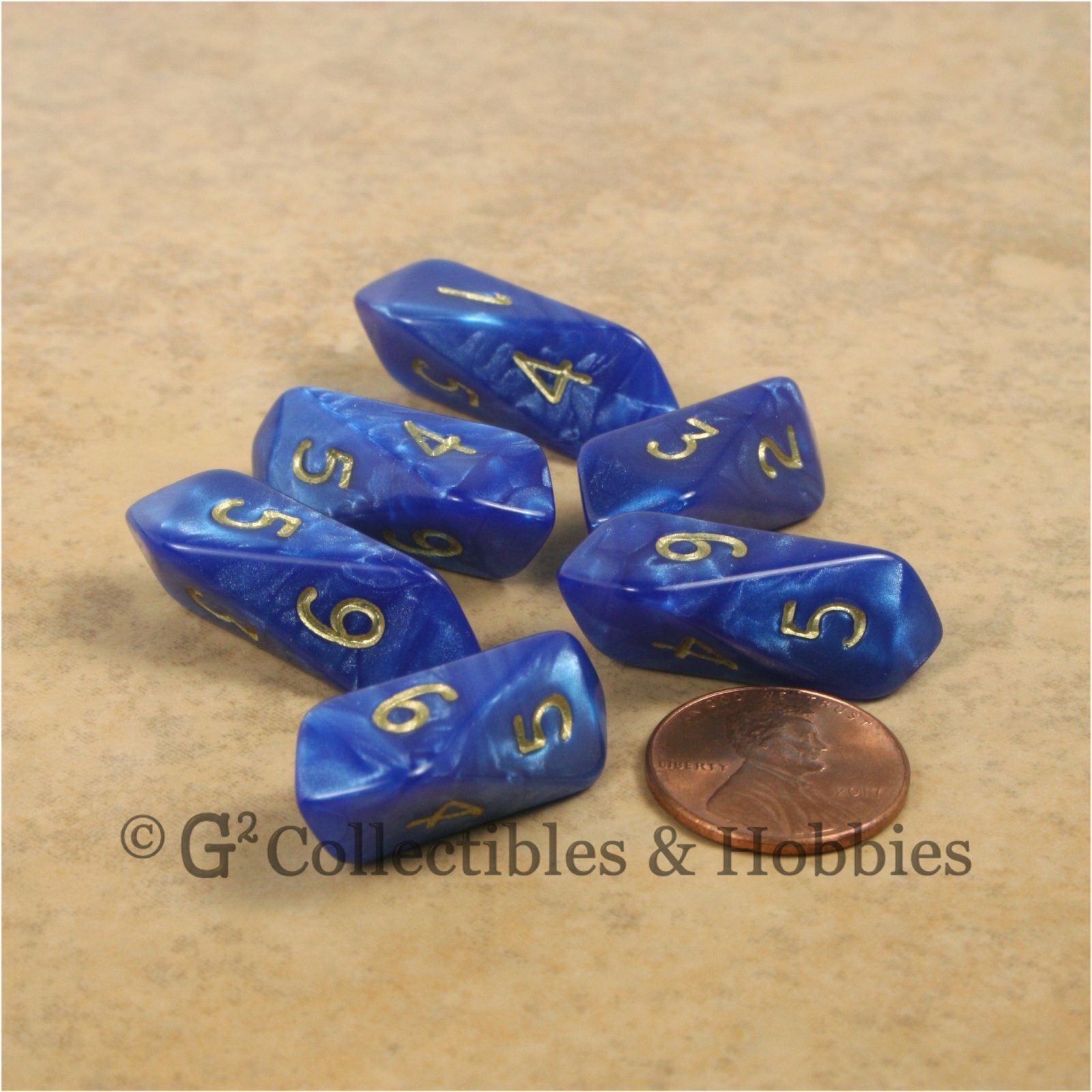 NEW Set of 6 Crystal Caste Pearl Blue Six Sided Dice RPG D&D Game ...