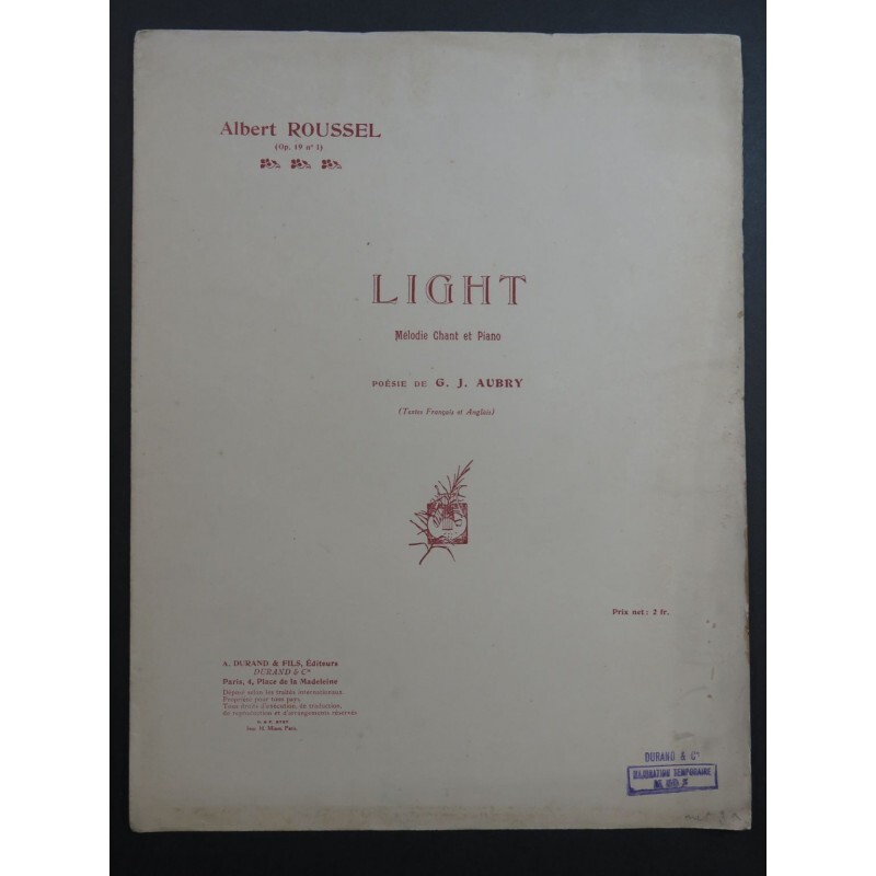 Roussel Albert Luce Canto Piano 1919 | eBay