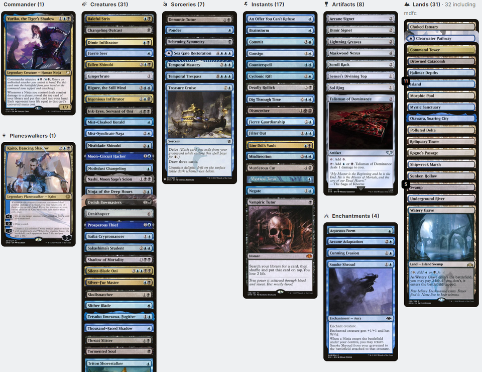 Yuriko, the Tiger's Shadow ELITE Ninja Tribal Magic MTG Custom ...