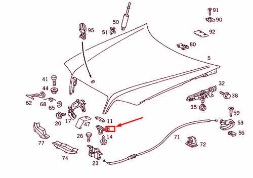 NEW MERCEDES-BENZ C W202 ENGINE HOOD CATCH UPPER PART A2028800260 OEM ...
