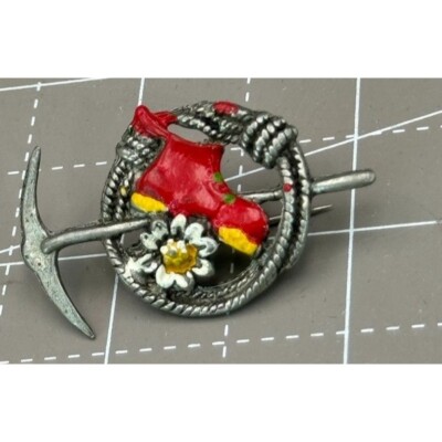 Austria Tourist Brooch with Pic Axe Enameled Boot Edelweiss Flower | eBay