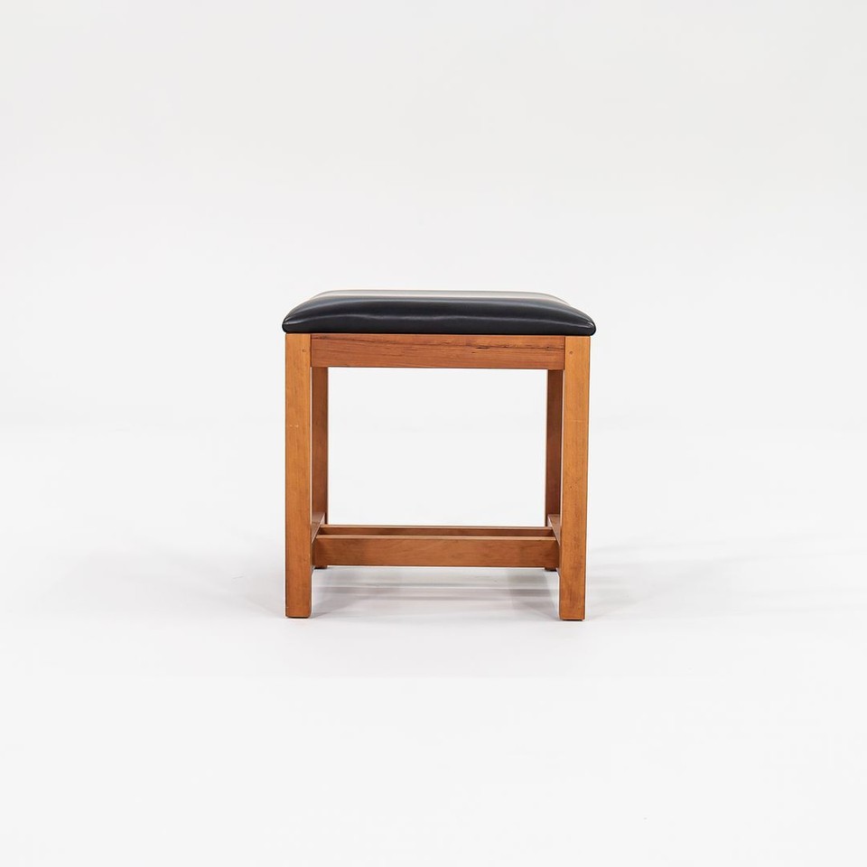 1990 Thomas Moser Mission Style Stool in Solid Cherry & Black Leather ...
