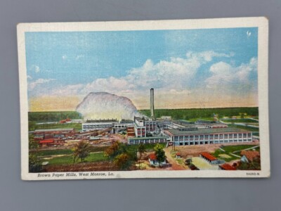 c 1940 WEST MONROE Louisiana BROWN PAPER MILLS Factory Postcard Vintage ...