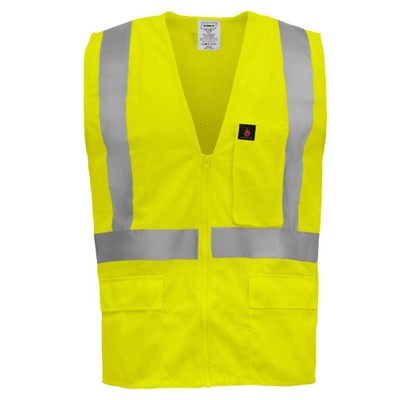 Ironwear 1284FR-LZ XL FR Poly Mesh Vest, Lime, Zip Front, High ...