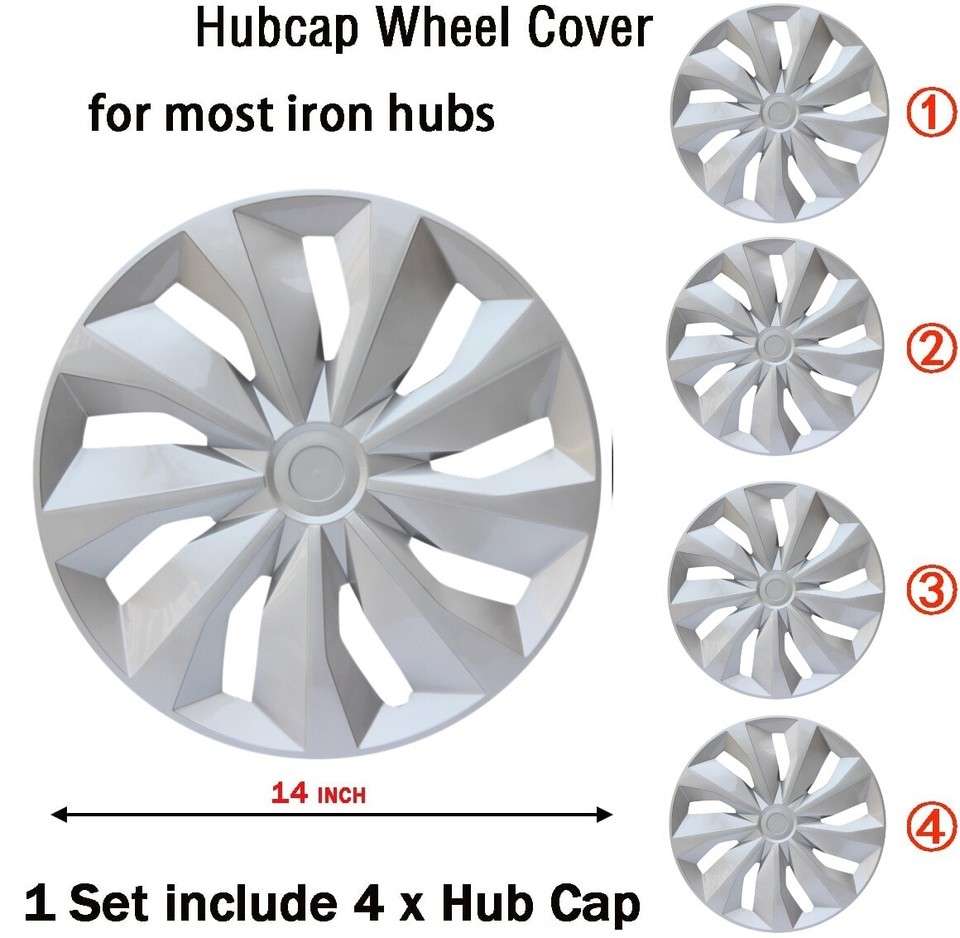 15" 14" 16" 13" Set of 4 Wheel Covers Full Rim Hub Caps fit R16 R13 R14 ...