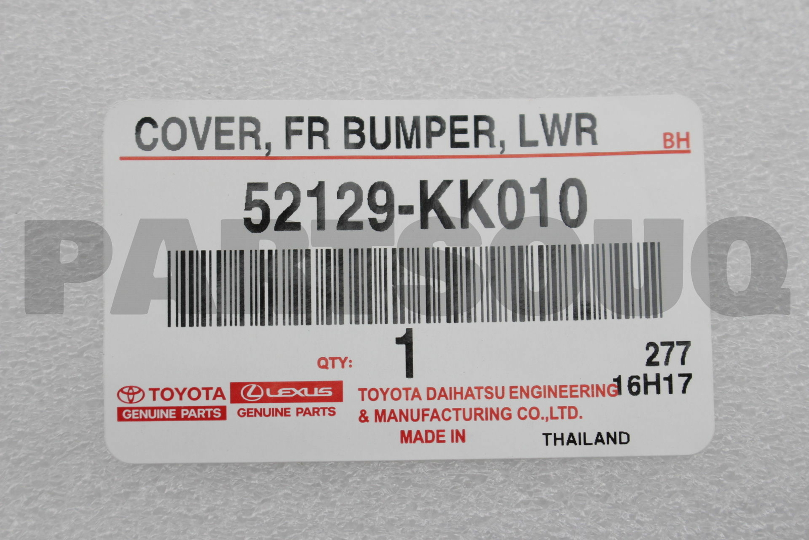 52129KK010 Genuine Toyota COVER FR BUMPER LW 52129-KK010 | eBay