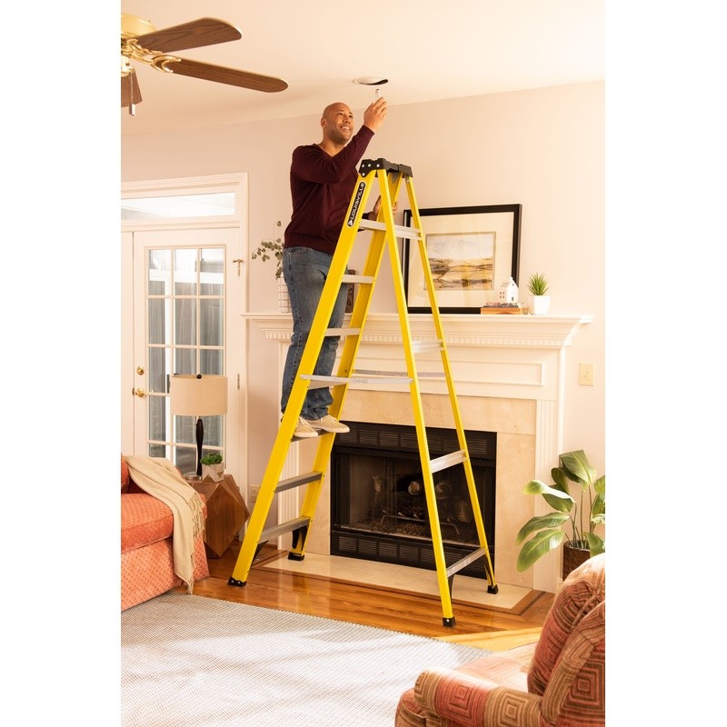 8ft Fiberglass Step Ladder Non-conductive Durable Slip Resistant Tool ...