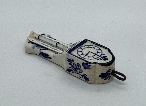 Delft Blue Grandfather Clock Thermometer Miniature Rare 3 in Tall Hand ...