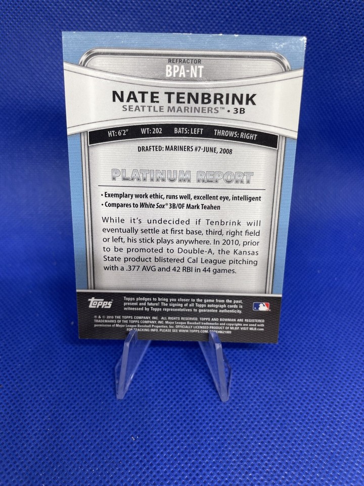 2010 Bowman Platinum Auto Refractor Nate Tenbrink #BPA-NT Auto ⚾️⚾️⚾️ ...