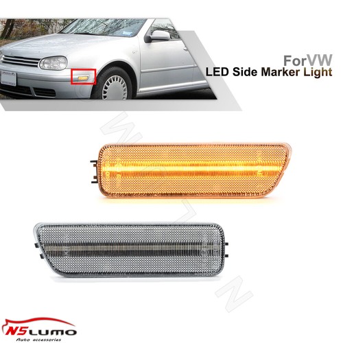 2x Front Amber LED Bumper Side Marker Light For VW MK4 Golf R32 GTI ...