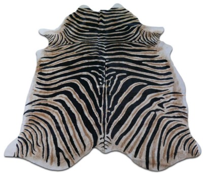 Zebra Rug Printed Cowhide Rug Size: 7' X 6' Genuine Zebra Print Cow ...