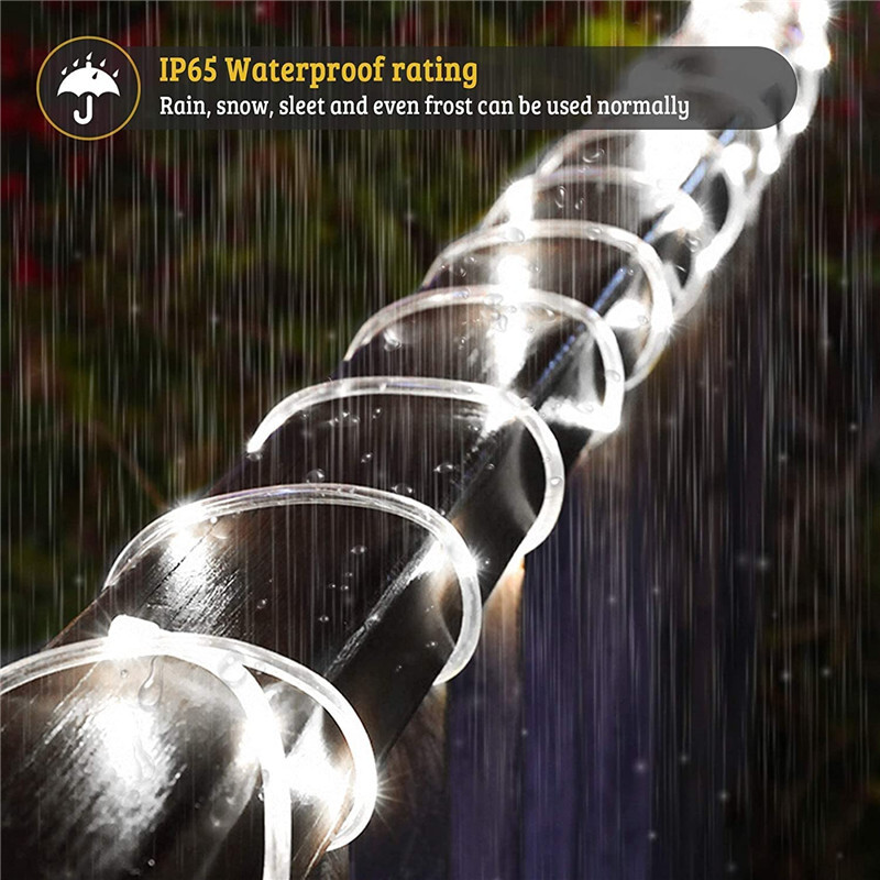 39FT Solar Rope Tube Lights 100 LED Waterproof String Light Outdoor ...