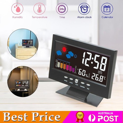 Electronic Digital LCD Desk Clock Thermometer Temperature Humidity ...