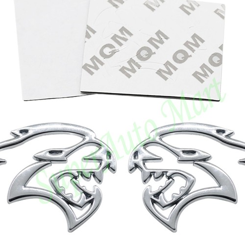 2x Hollow Hellcat Car Side Emblem Left Right Badges 3D Chrome Silver ...